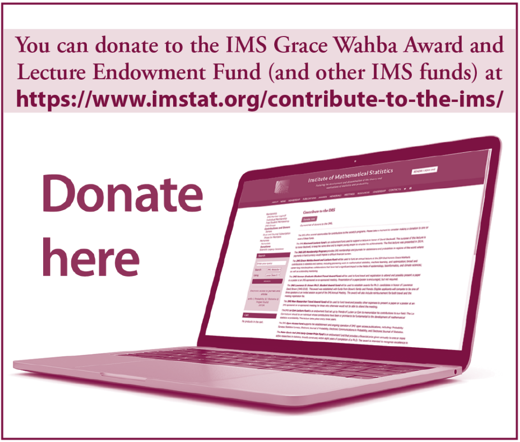 Institute of Mathematical Statistics | IMS Grace Wahba Award and Lecture