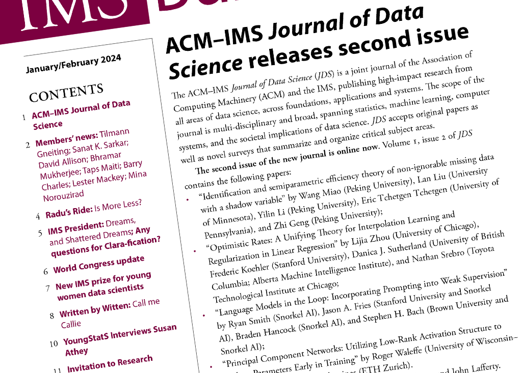 Institute of Mathematical Statistics | Latest IMS Bulletin